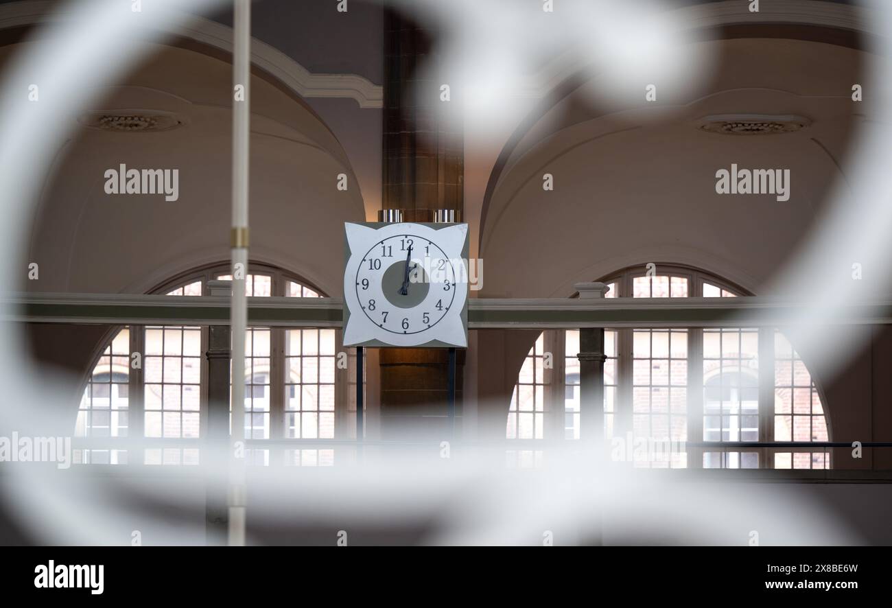 Berlin, Germany. 24th May, 2024. A new court clock hangs in the ...