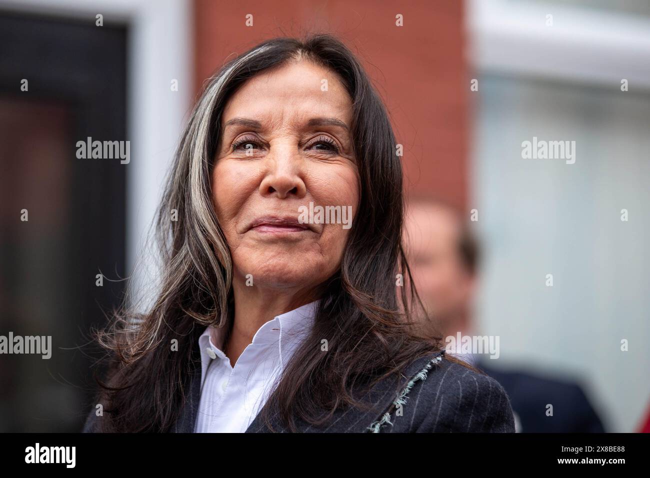 EDITORIAL USE ONLY Olivia Harrison attends the unveiling ceremony of ...