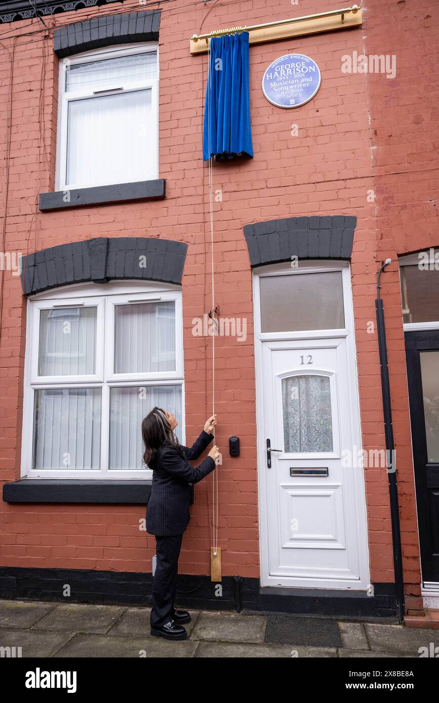 EDITORIAL USE ONLY Olivia Harrison attends the unveiling ceremony of ...