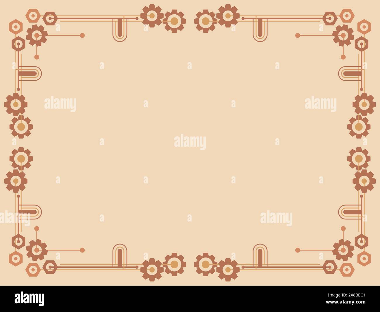 Retrofuturistic frame in geometric style with gears. Frame in atompunk ...