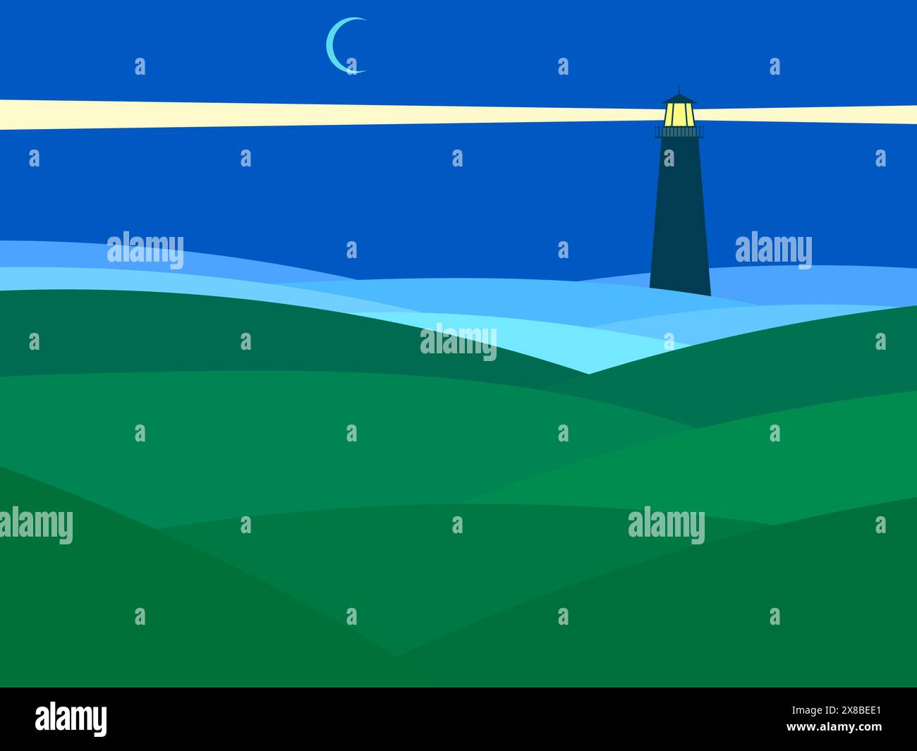 Night coastal view Stock Vector Images - Alamy