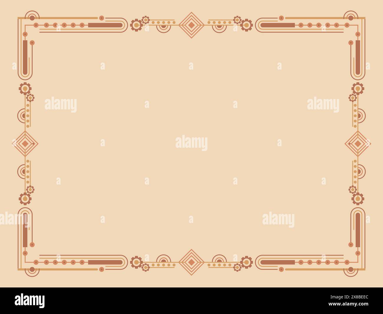 Retrofuturistic frame in geometric style with gears. Frame in atompunk ...