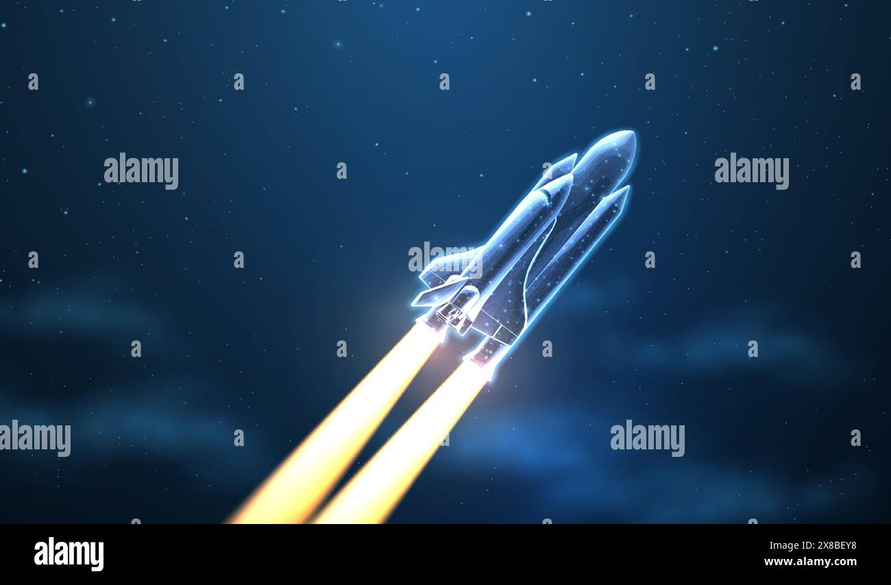 Spaceship takeoff. Rocket launch, Space shuttle, Mission start Stock Vector Image & Art - Alamy