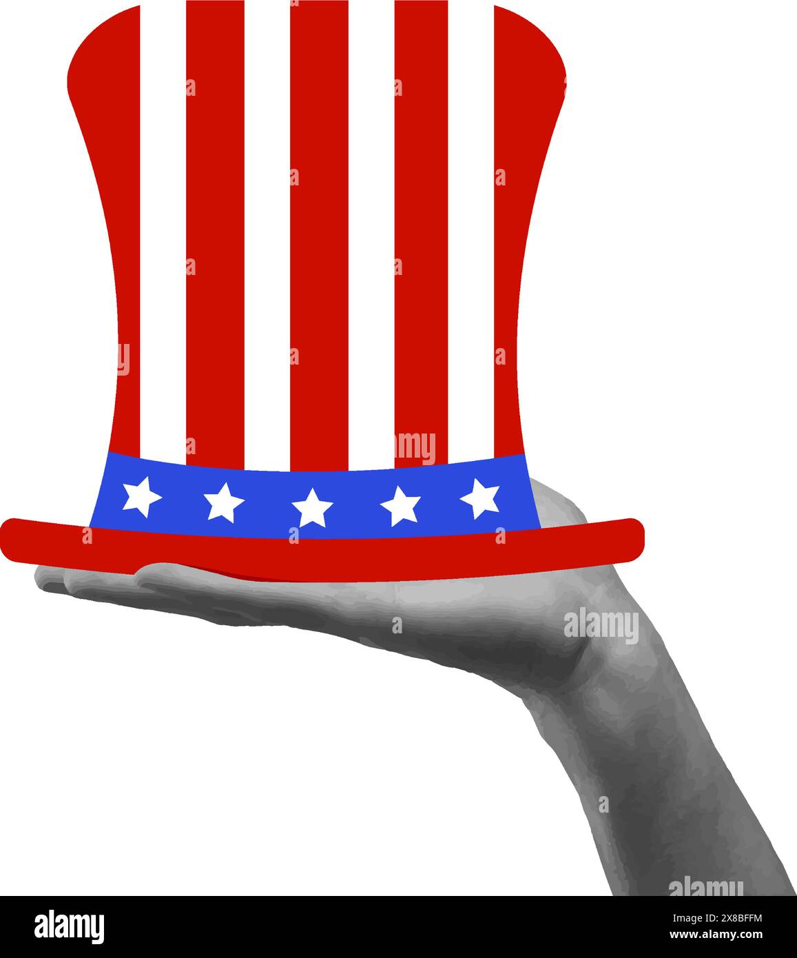 Patriotic Look. Person holding a color in American flag colors against ...