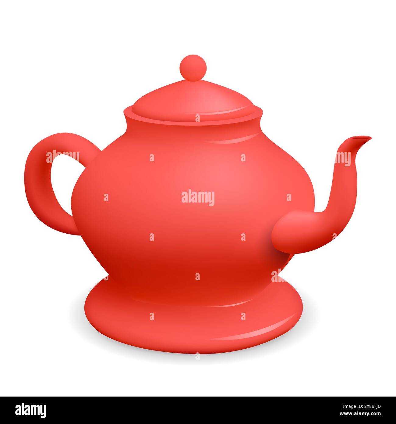 Vector realistic 3D illustration of a red porcelain teapot isolated ...
