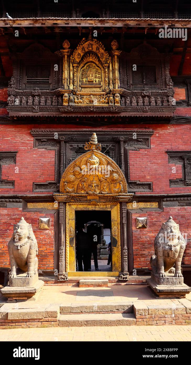 NEPAL, KATHMANDU, PATAN, December 2023, Tourist at Golden Gate Entrance ...