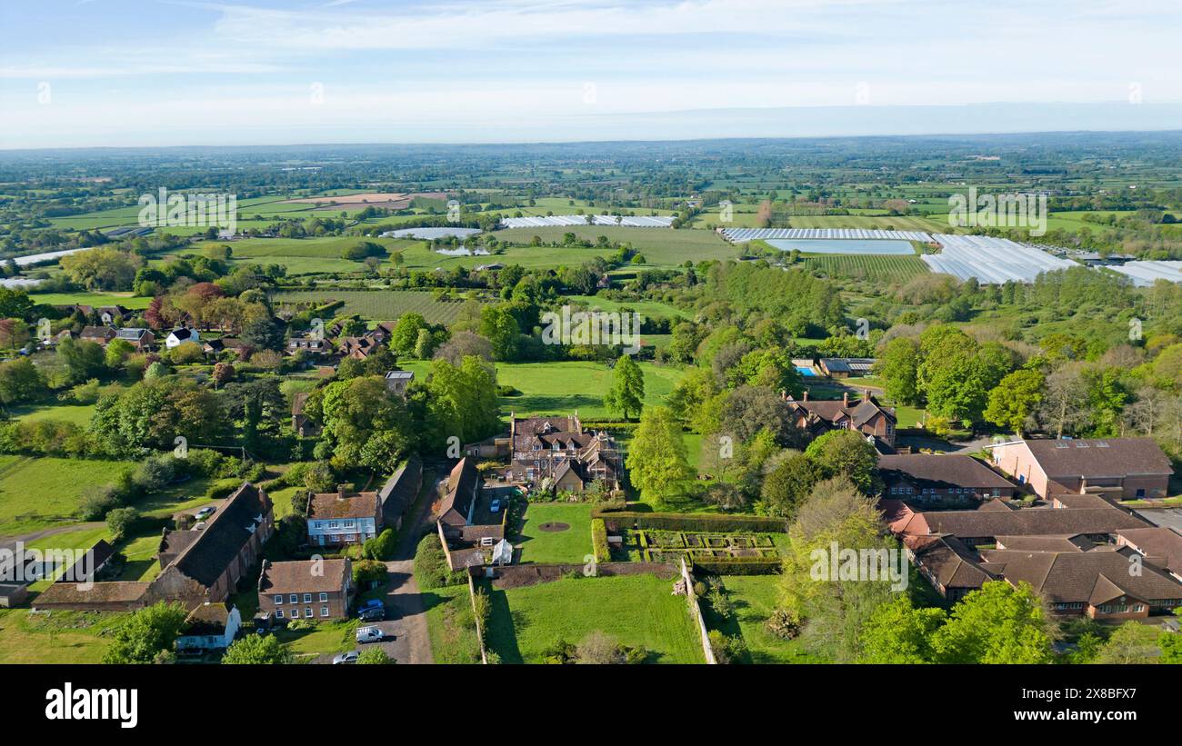 Aerial view looking south of farmland near the village of Chart Sutton ...