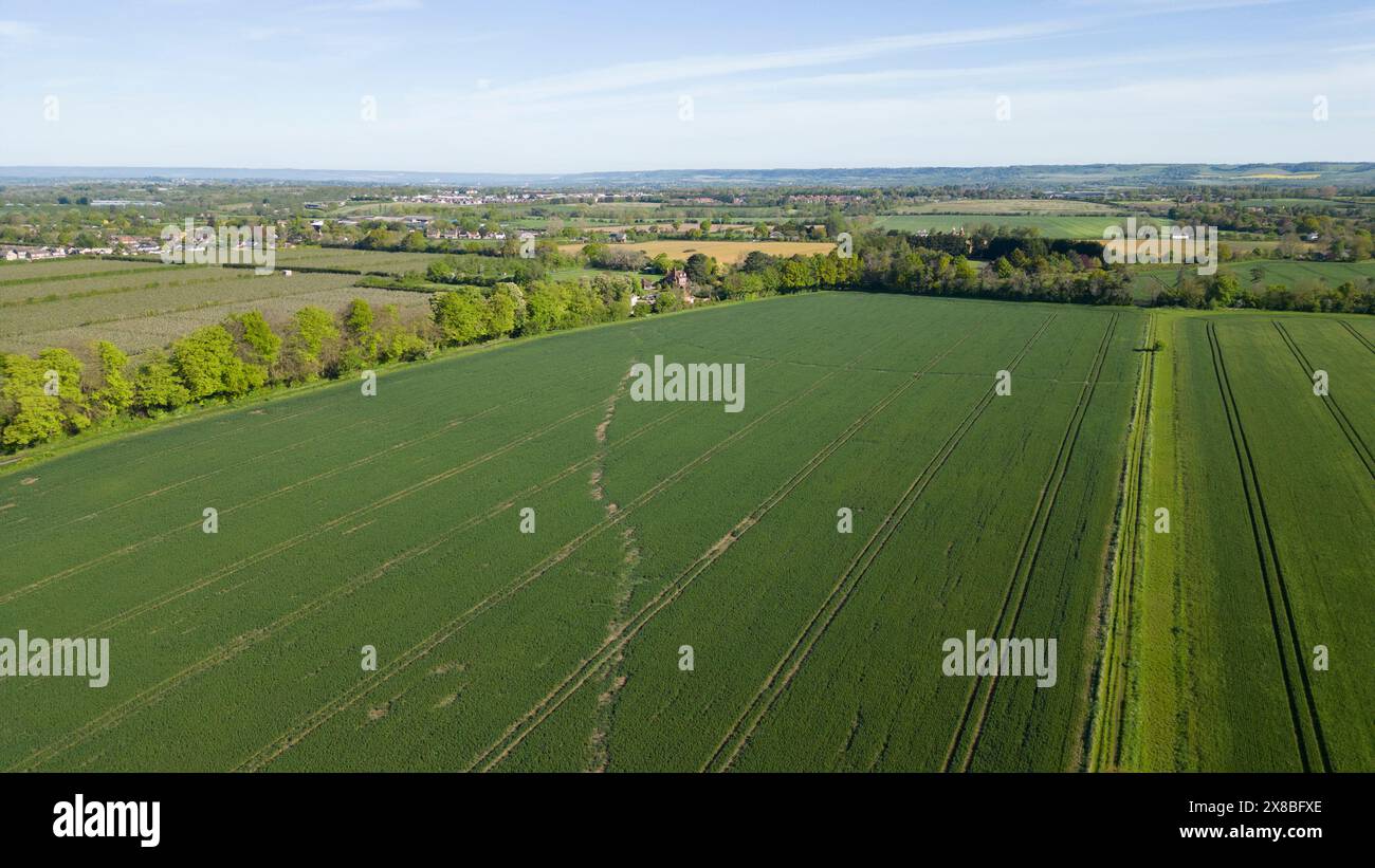 Aerial view of farmland near the village of Chart Sutton, Maidstone ...