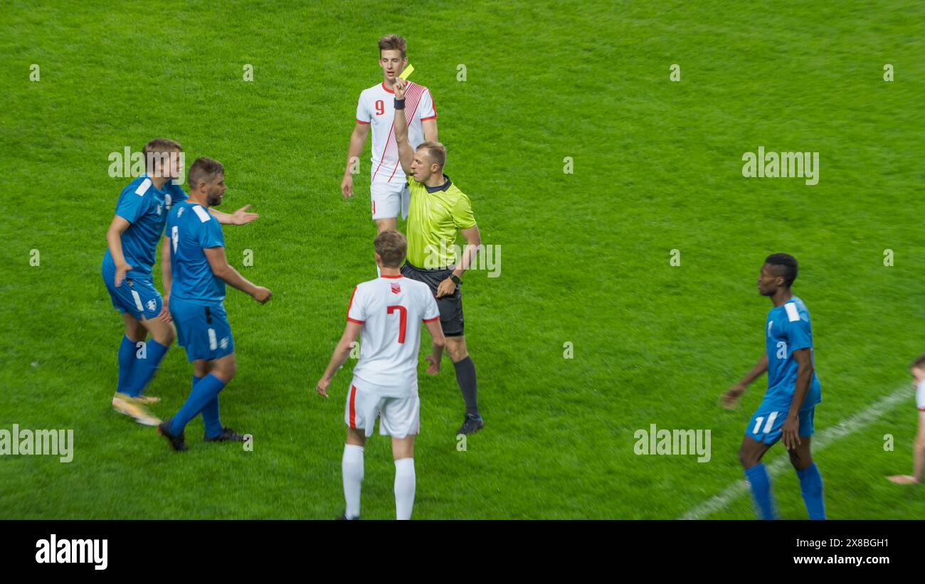 Soccer Football Championship Match: Referee Sees Foul, Gives Signal and ...