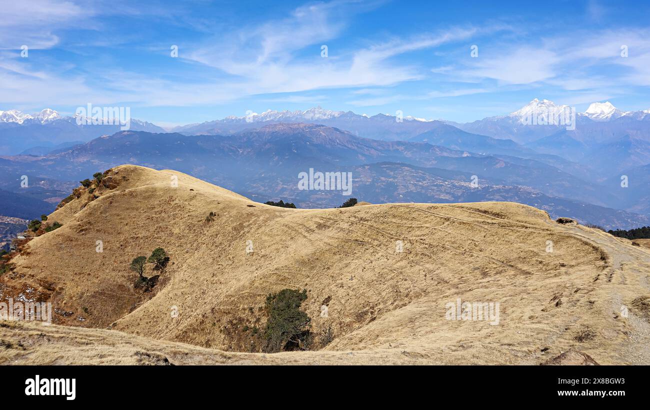 Dry Grass View of Sailung Mountains, Sailung, Nepal Stock Photo - Alamy