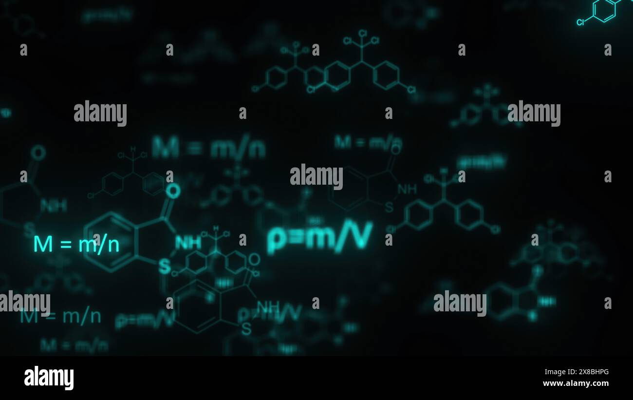 Blue chemistry formulas. Computer generated 3d render Stock Photo - Alamy