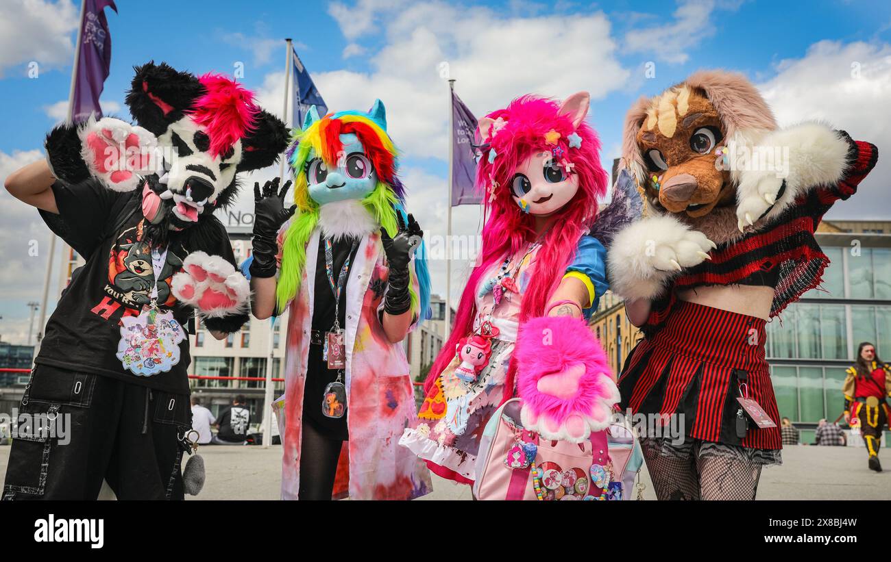 London, UK. 24th May, 2024. Anime characters walk and pose in their ...