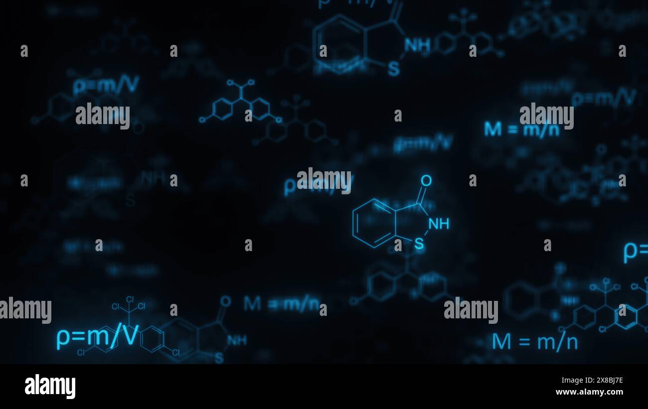 Blue chemistry formulas. Computer generated 3d render Stock Photo - Alamy
