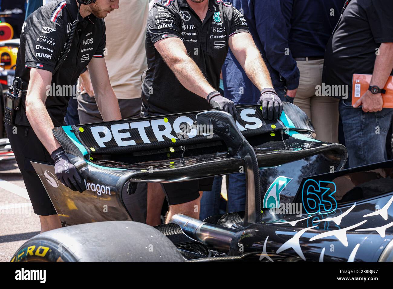Mercedes AMG F1 Team W15, mechanical detail, rear wing, during the ...