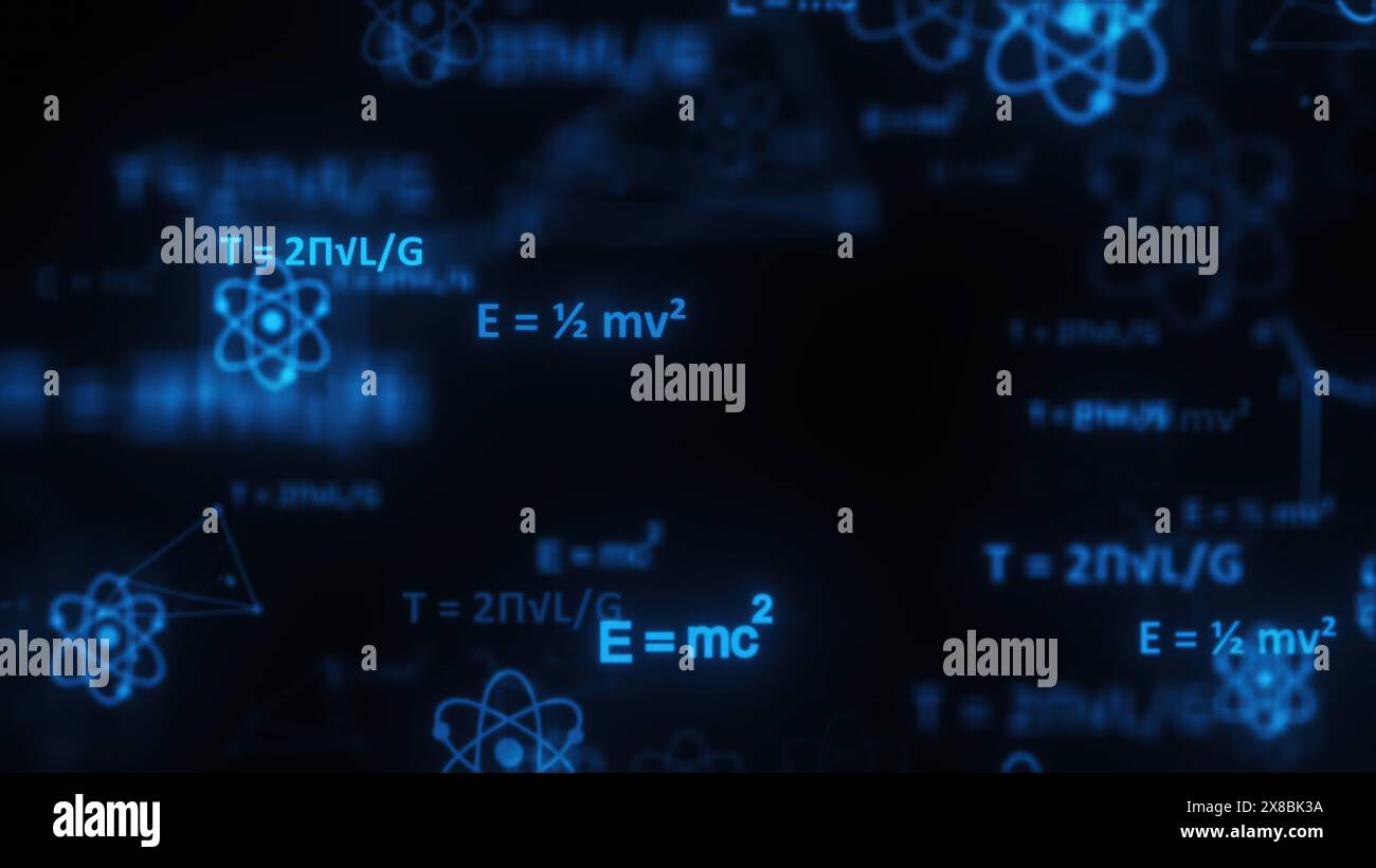 Blue physics formulas. Computer generated 3d render Stock Photo - Alamy