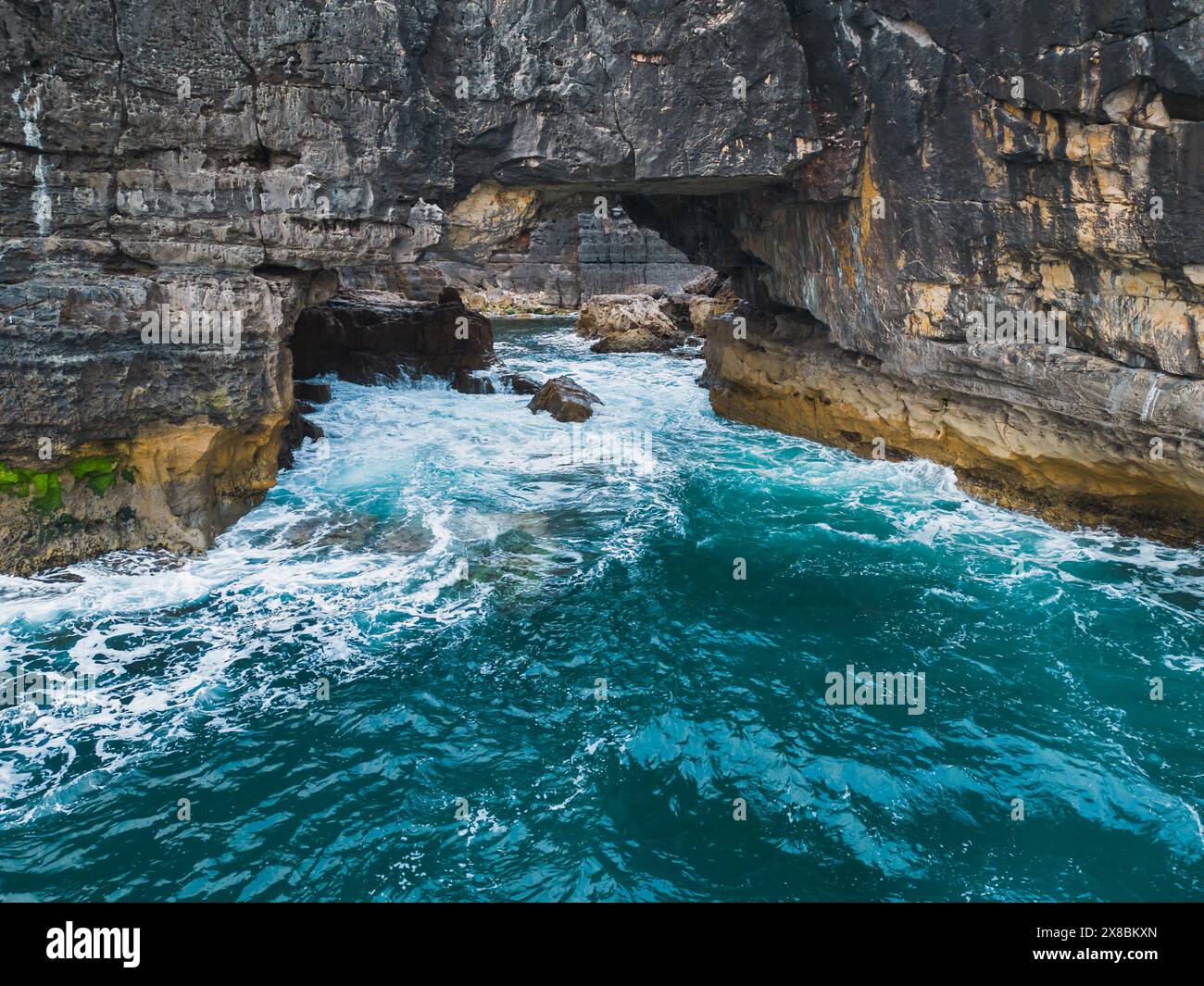 Boca do Inferno (Devil's Mouth) in Cascais is a huge grotto in the coastal cliffs of Portugal ...