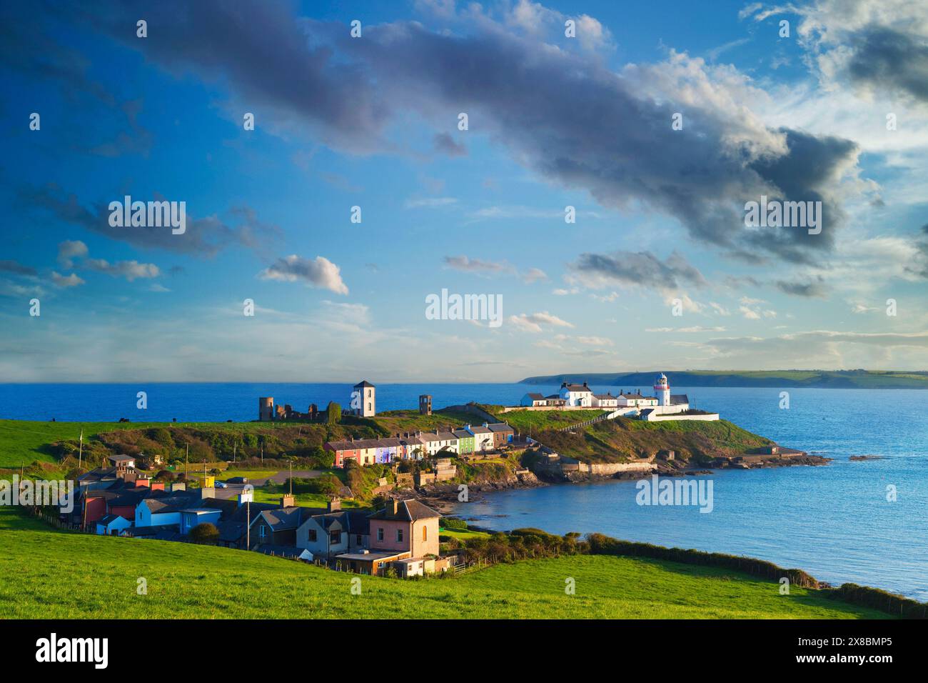 The lighthouse and village at Roches Point, at the entrance to Cork ...
