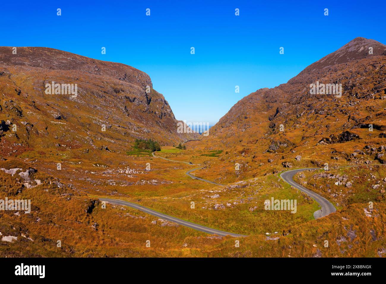 The narrow country road through the Gap of Dunloe, part of the Ring of ...