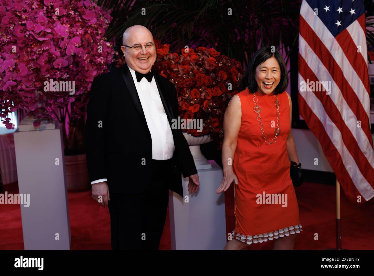US trade representative Katherine Tai and Robert Skidmore are seen in ...