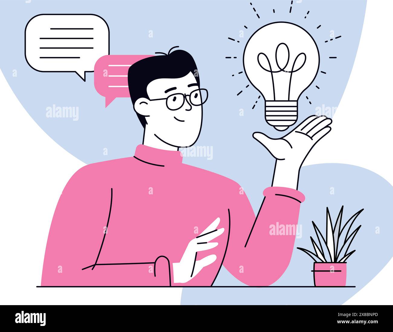 Cartoon clever man pointing hi-res stock photography and images - Alamy