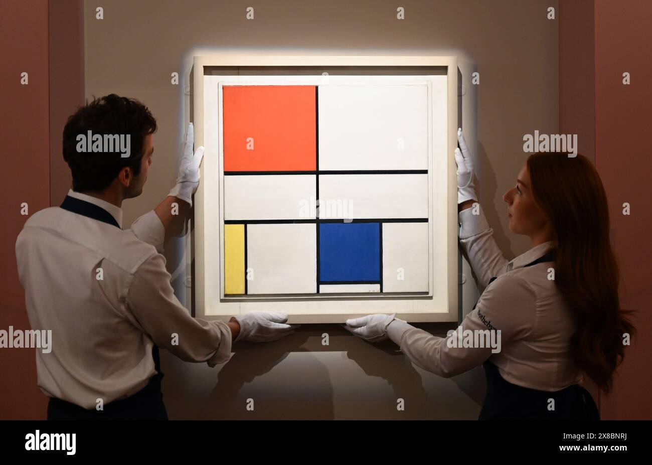 Piet Mondrian’s iconic 1935 painting Composition C (No.III) with Red, Yellow, and Blue is on ...