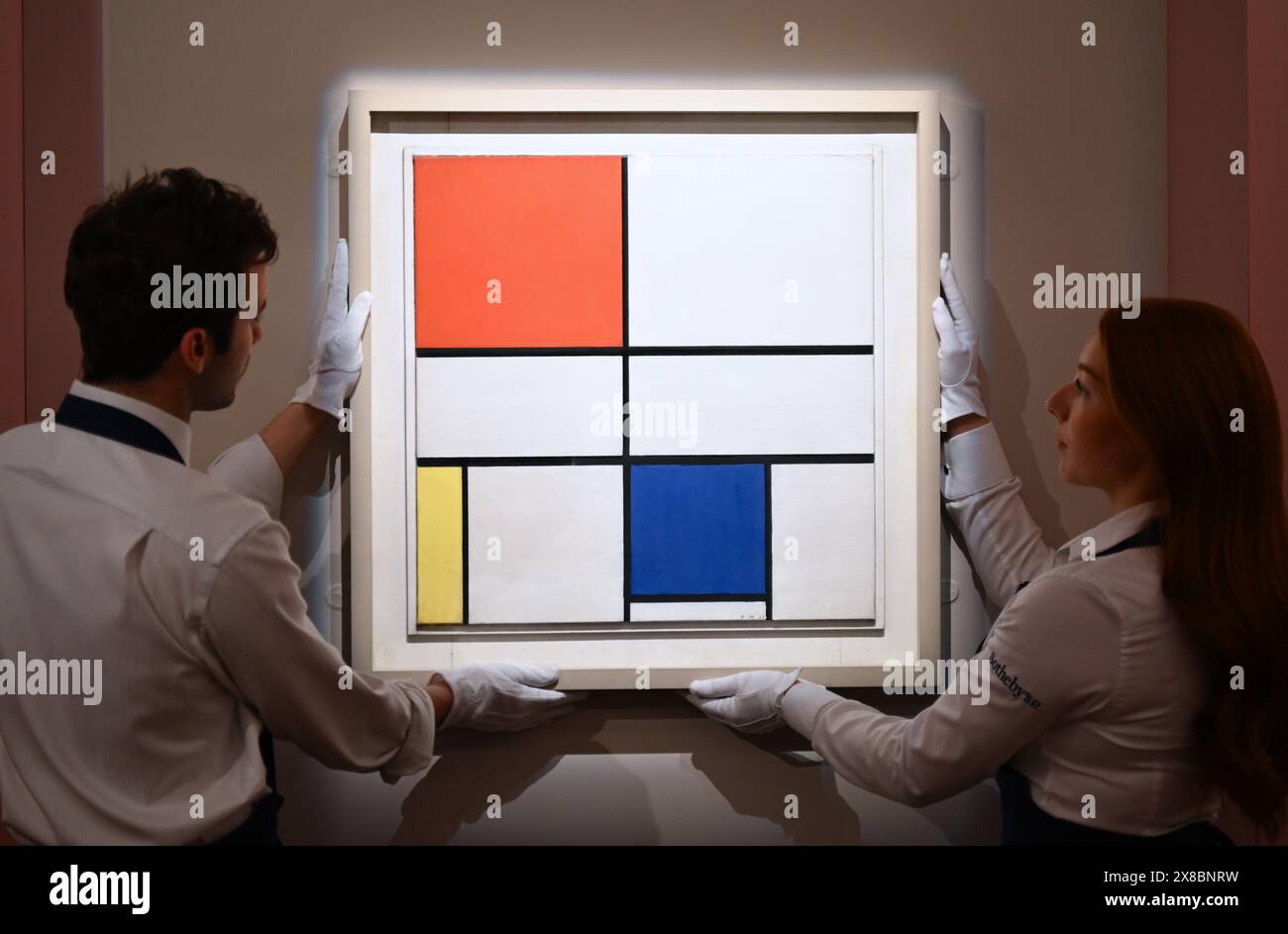 Piet Mondrian’s iconic 1935 painting Composition C (No.III) with Red, Yellow, and Blue is on ...
