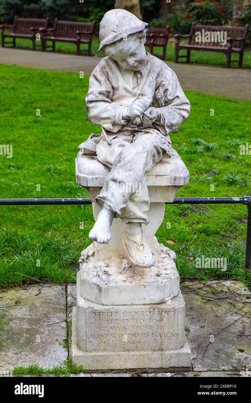 London, UK - March 18th 2024: Sculpture of a Street Orderly Boy ...