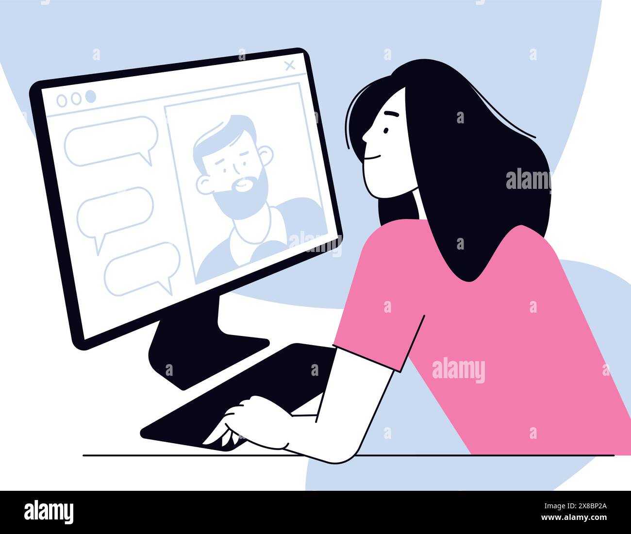 Woman learning online english Stock Vector Images - Alamy