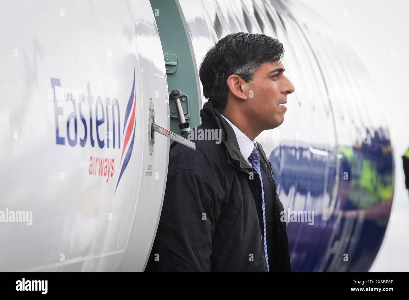 Prime Minister Rishi Sunak arrives at Birmingham Airport, while on the ...