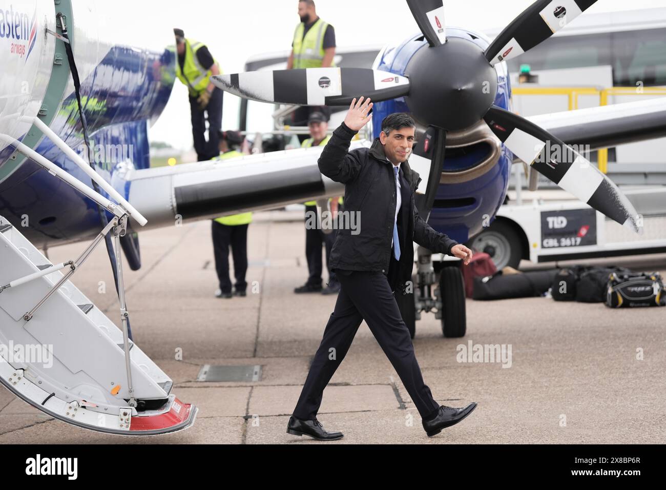 Prime Minister Rishi Sunak arrives at Birmingham Airport, while on the ...