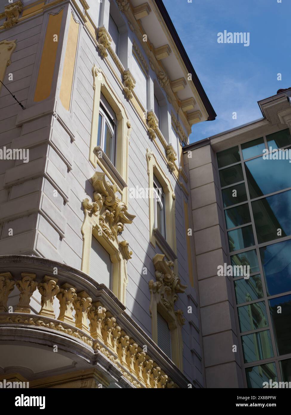 Exterior of historic palace in Chiasso, Canton Ticino, Switzerland ...