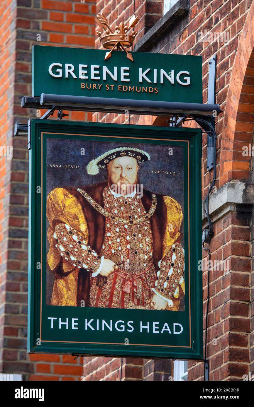 London, UK - March 18th 2024: The traditional hanging sign on the ...