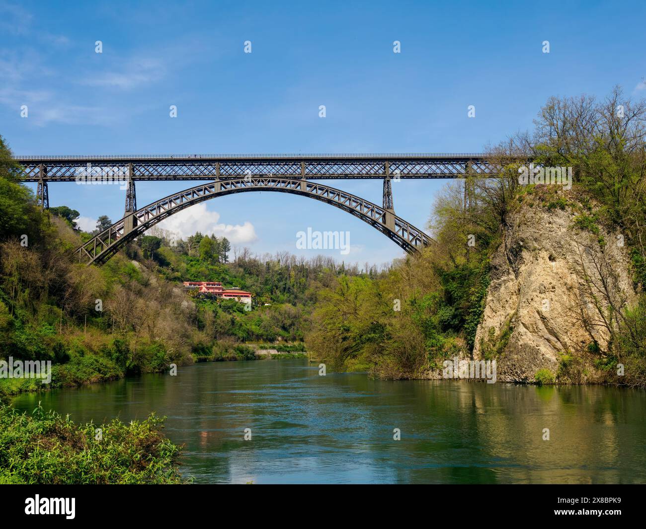 Iron bridge over Adda river at Paderno, Lombardy, Italy Stock Photo - Alamy