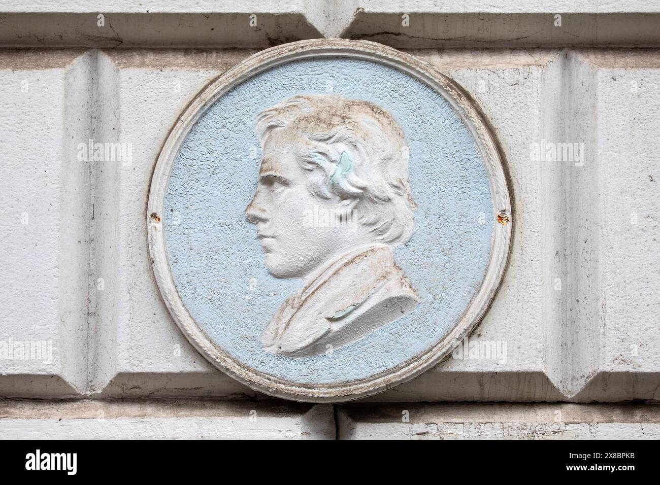 A sculptured plaque on Welbeck Street in London, marking where famous ...