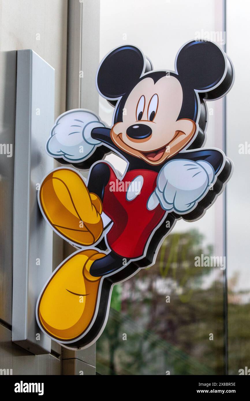 London, UK - March 18th 2024: Close-up of a Mickey Mouse sign on the ...