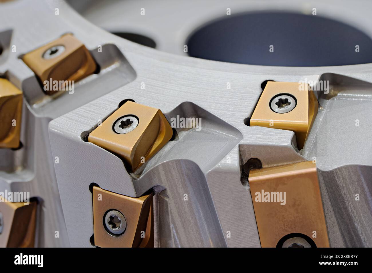 Modern shell milling cutter, modular metalworking rotating tool. Close ...