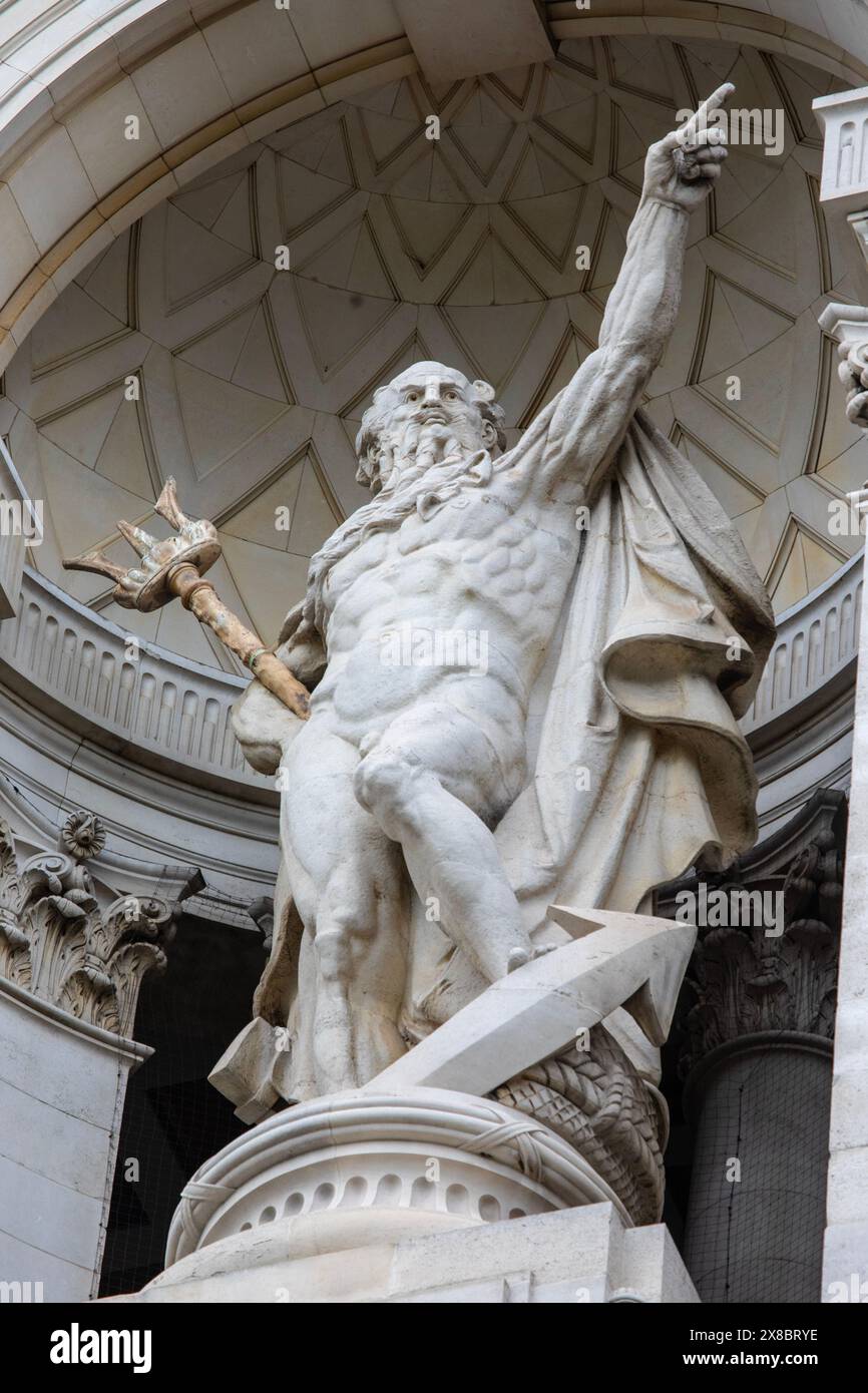 London, UK - April 3rd 2024: Sculpted statue of Old Father Thames, on ...