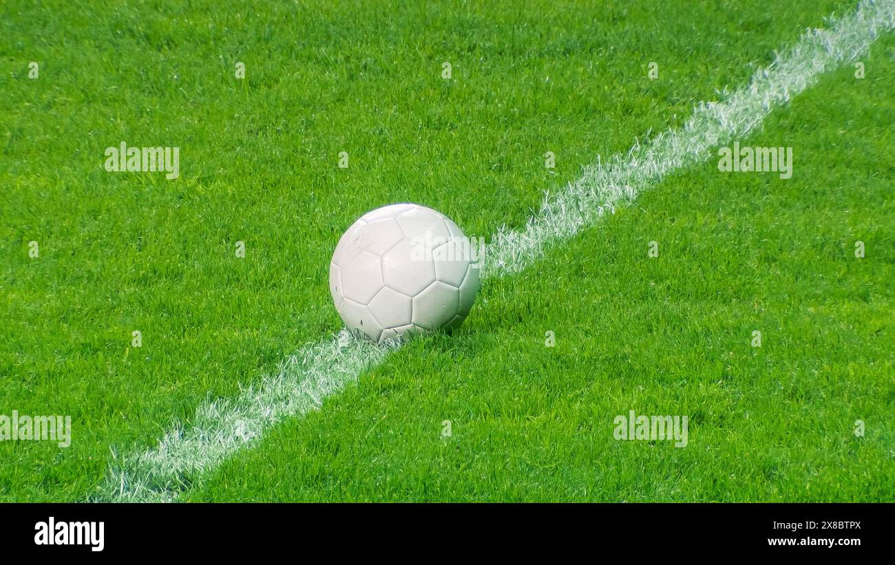 Close-up of a Football Ball. Conceptual Shot Representing the Start of ...