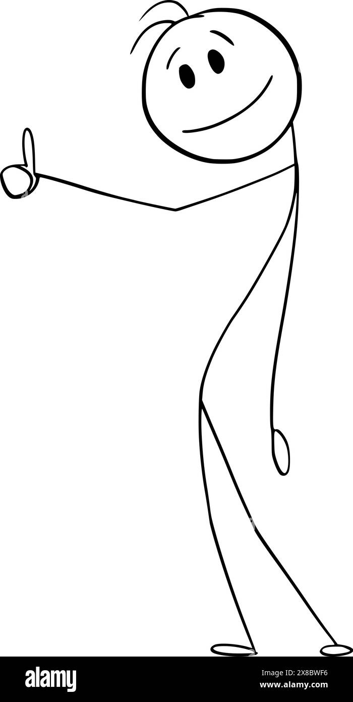 Smiling person showing show up gesture or hitchhiking car , vector ...