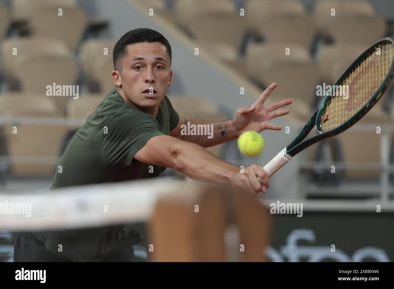 Harold Mayot of France practicing ahead of the 2024 French Open, Roland ...