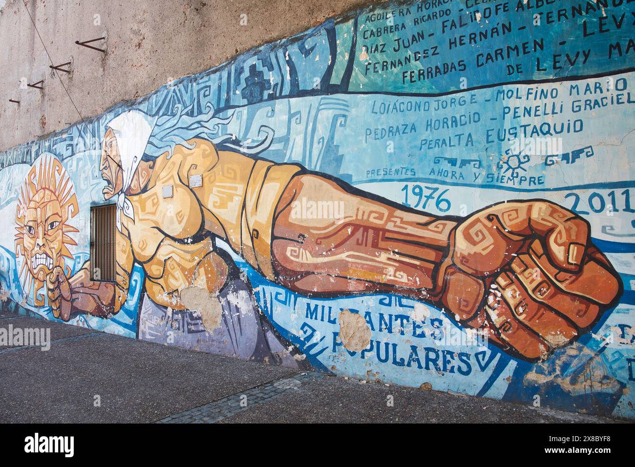 Wall art mural of a grandmother of the May Square in La Boca, Buenos ...