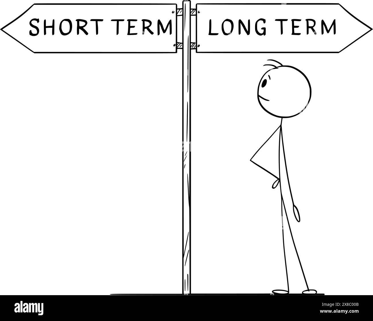 Choose or decide long term or short term, vector cartoon stick figure ... Choose or decide long term or short term, vector cartoon stick figure ...