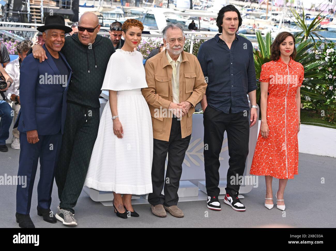 The "Megalopolis" film team: Giancarlo Esposito, Laurence Fishburne, Nathalie Emmanuel (in ...