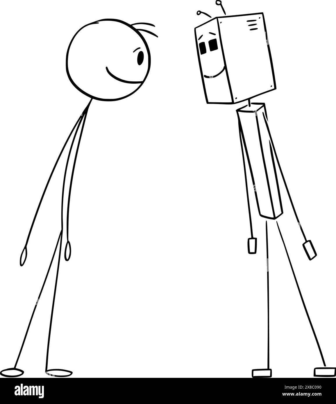 Cooperation between human and robot or Ai or artificial intelligence ...