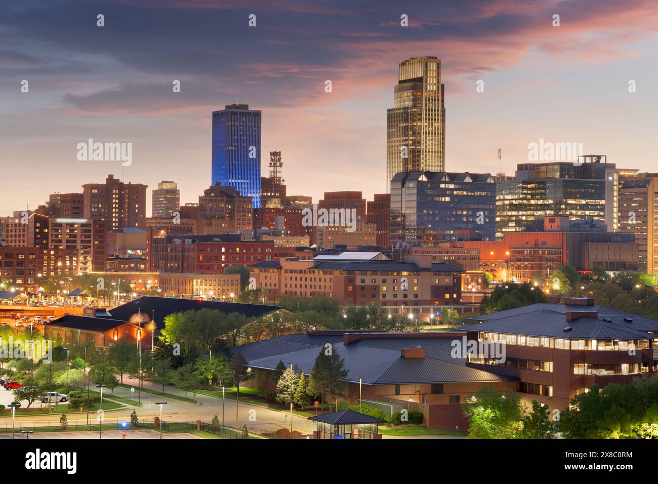 Omaha, Nebraska, USA downtown cityscape at dusk Stock Photo - Alamy
