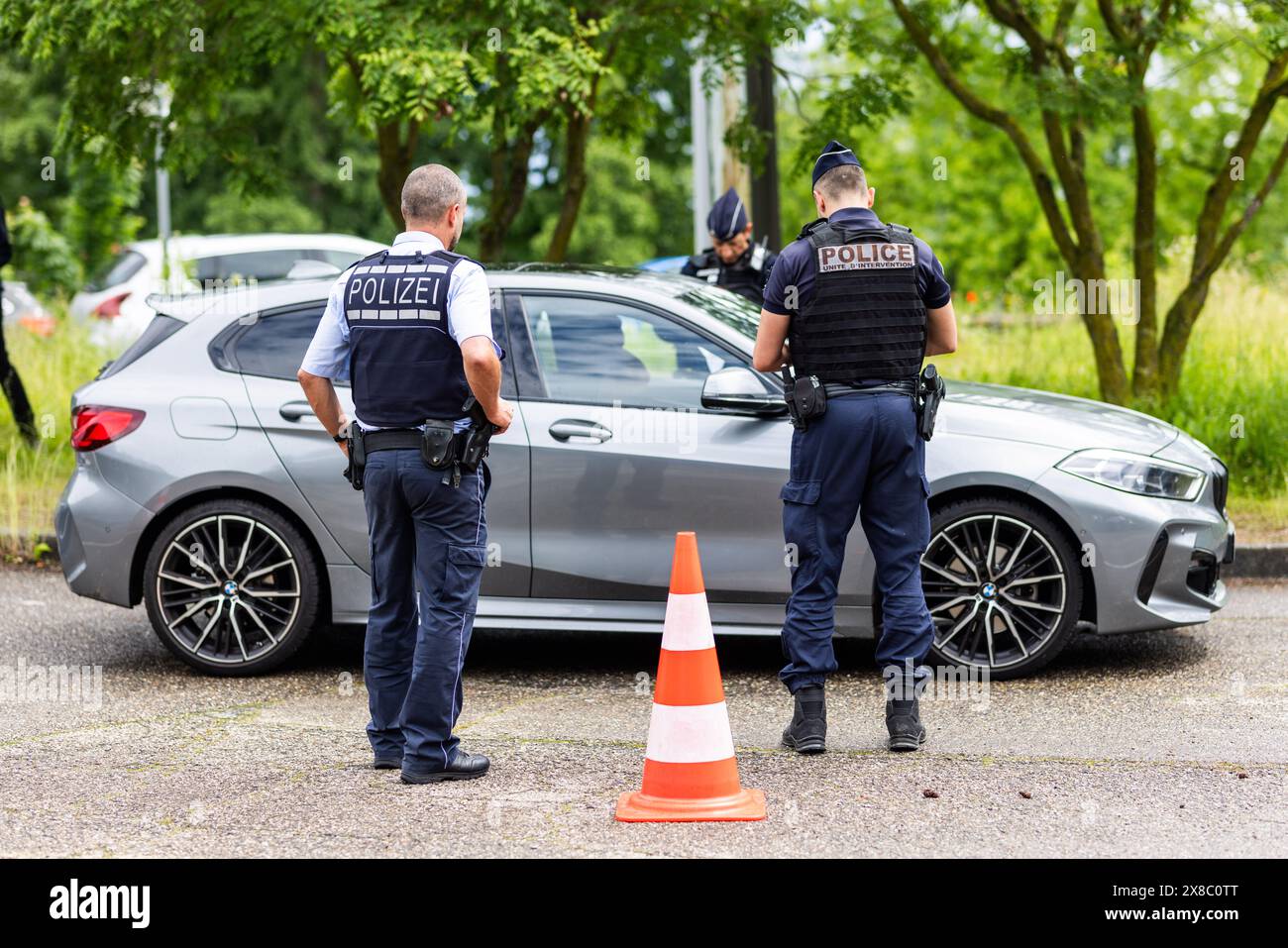 24 May 2024, France, Straßburg: A car is parked in a parking lot ...