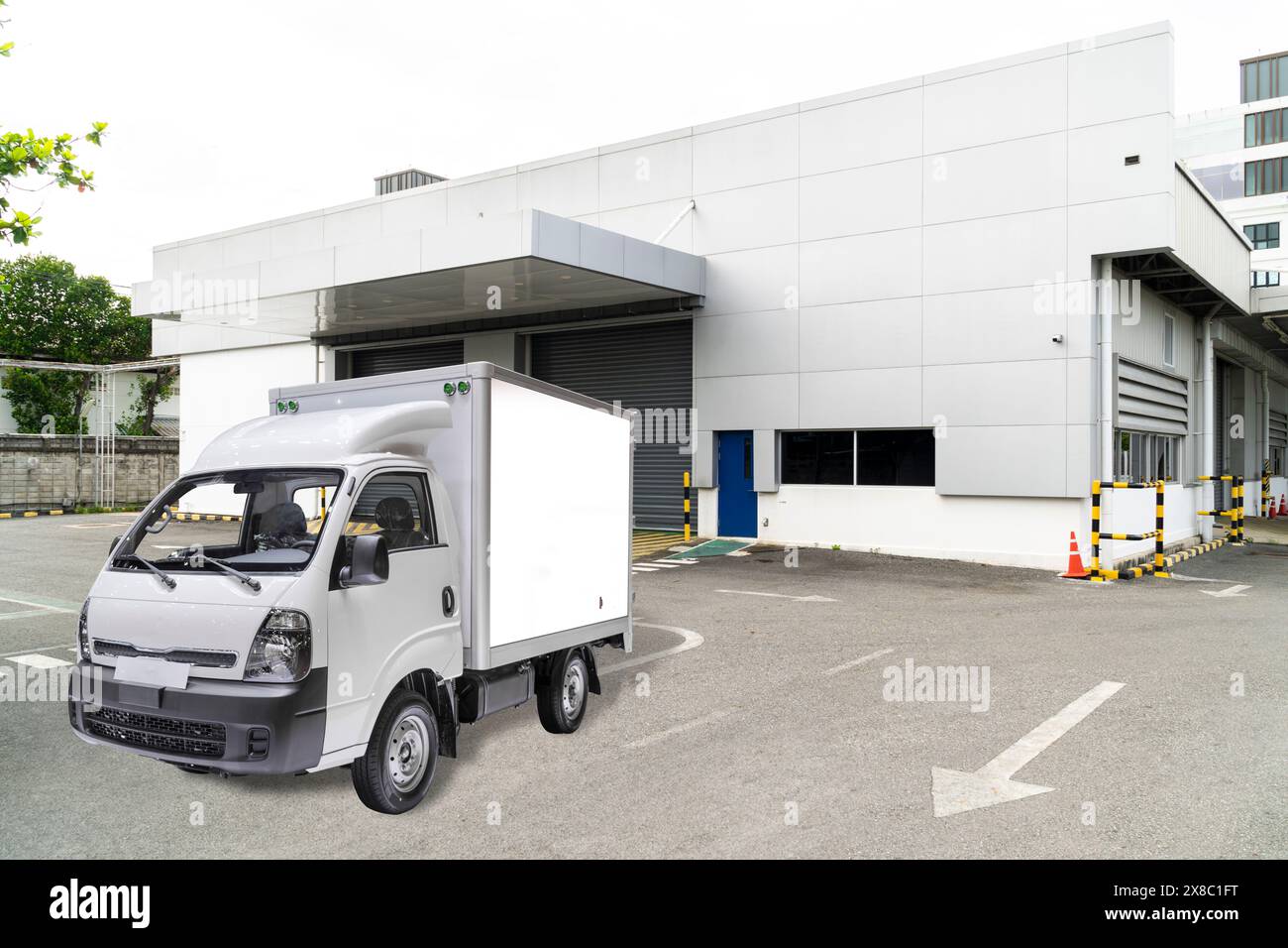 Container Trucks Parked Loading at Warehouse or industry building ...