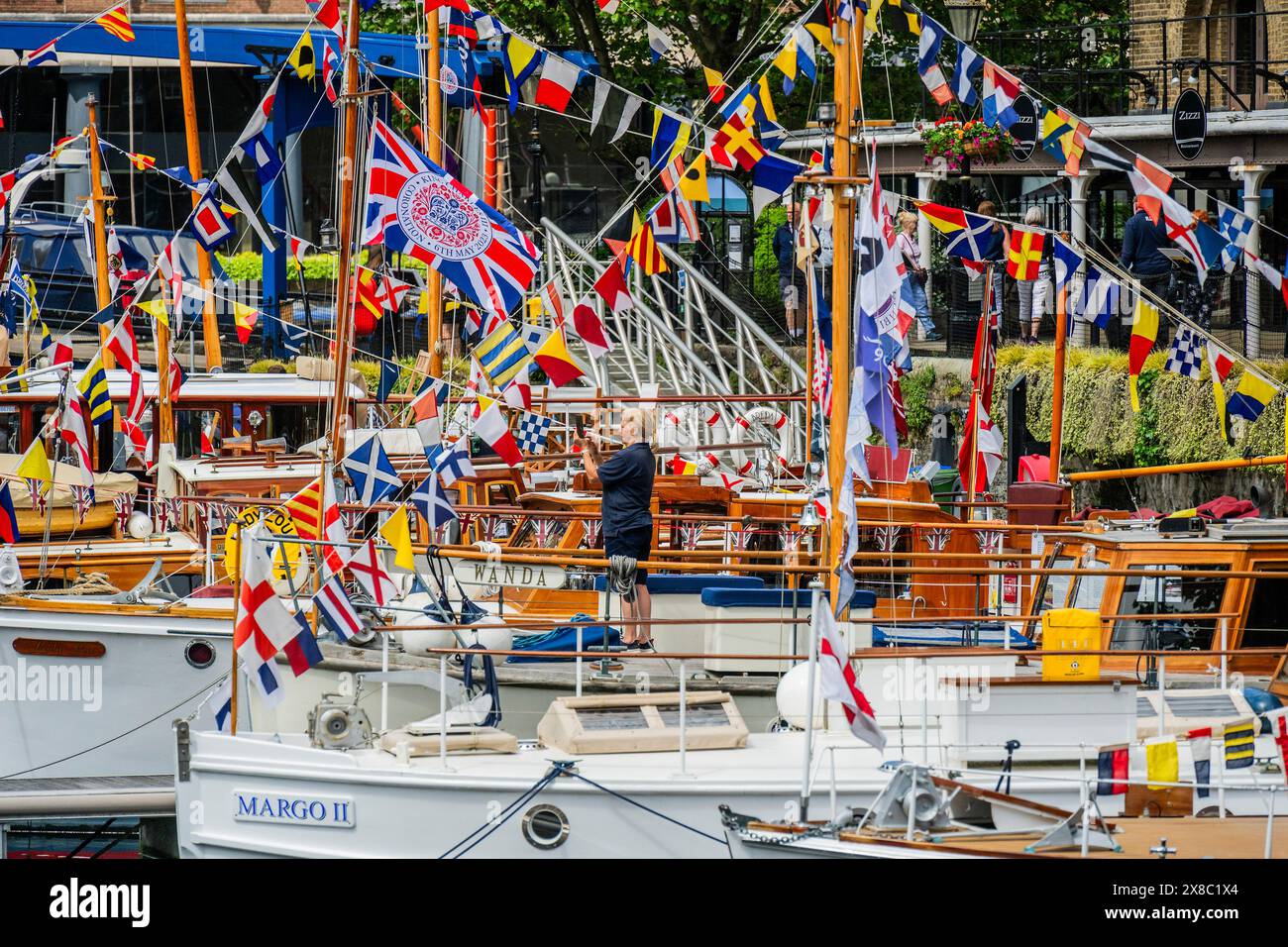 London, UK. 24 May 2024. Dunkirk 'Little Ships' moored at St Katharine ...