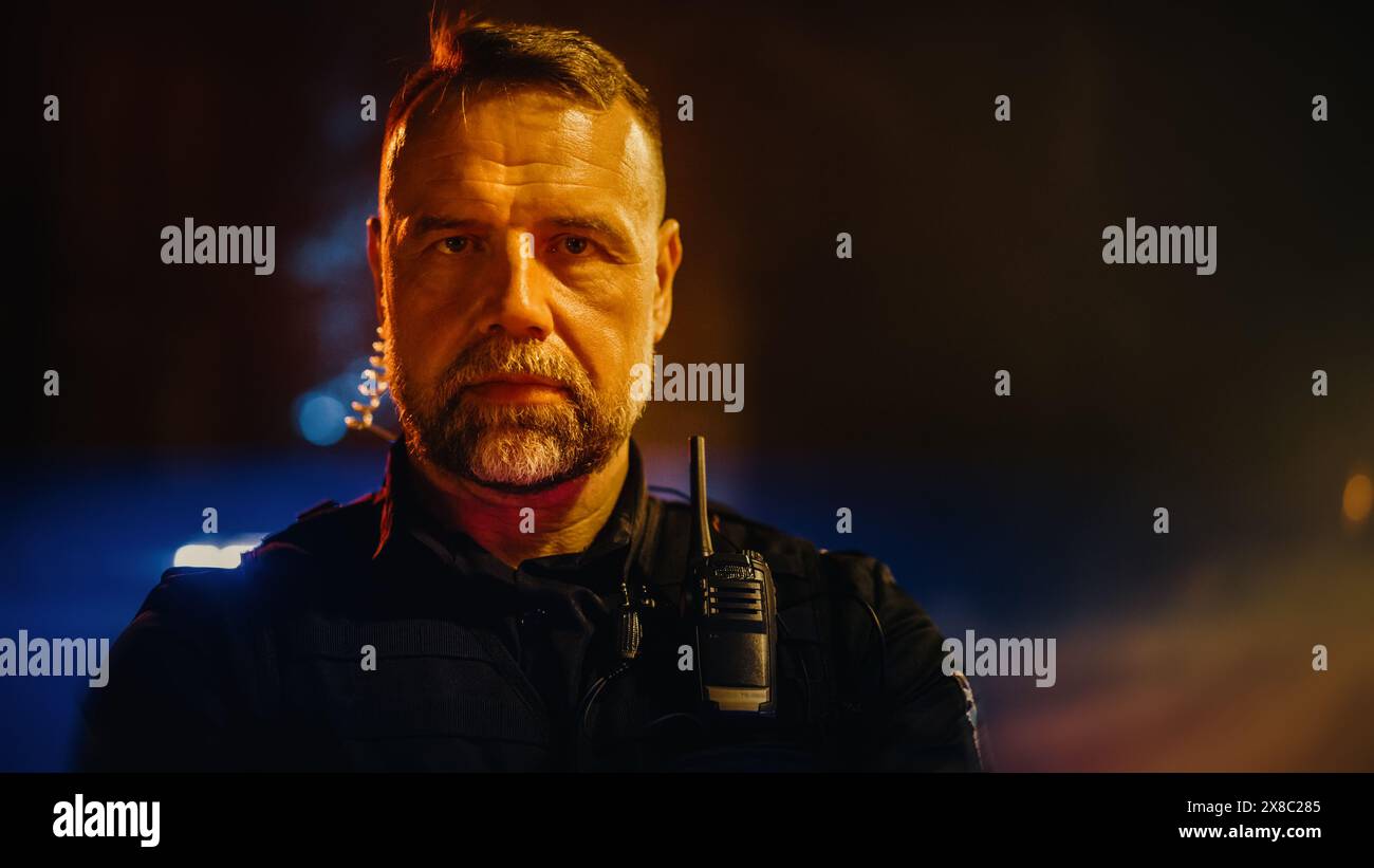 Portrait of Professional Caucasian Male Police Officer Crossing His ...