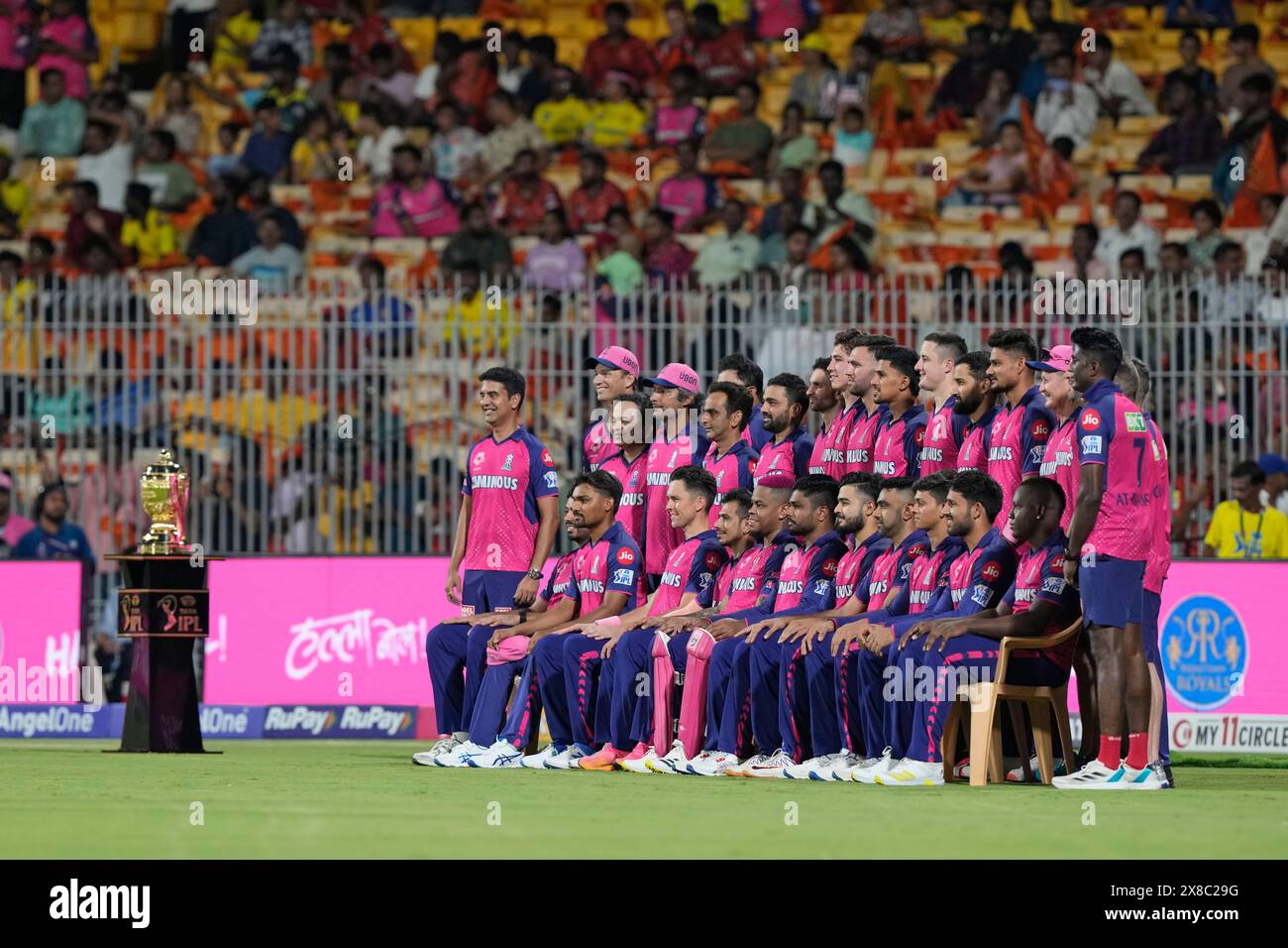 Rajasthan Royals team poses for a photograph before the Indian Premier League second qualifier ...